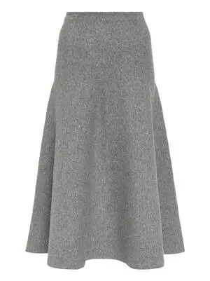 Valentino Garavani High-rise Wool-blend Midi Skirt - Grey