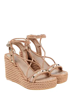 Valentino Garavani Rockstud Espadrille Sandals - Brown