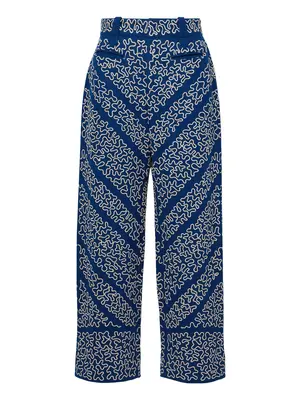 BODE Bombora Embroidered Wool-blend Pants - Blue