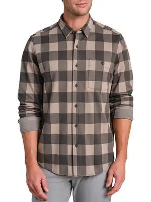 RHONE Hardy Check Flannel Button-up Shirt - Foggy Taupe/iron Buffalo