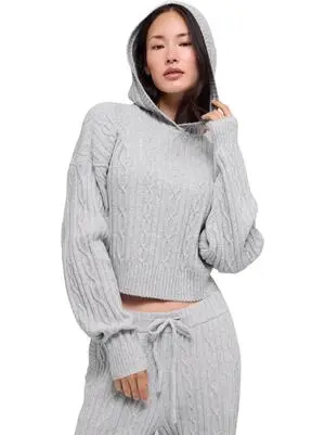 Alo Yoga Cable Knit Winter Bliss Hoodie - Athletic Heather Grey
