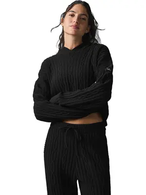 Alo Yoga Cable Knit Winter Bliss Hoodie - Black