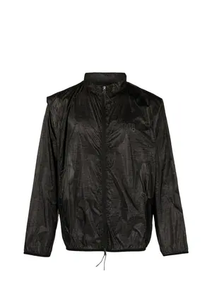 OVER OVER Patterned Lightweight Track Jacket - Black