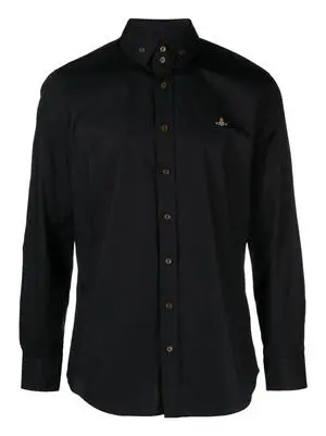 VIVIENNE WESTWOOD Orb-embroidered Poplin Shirt - Black