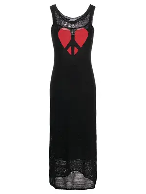 Moschino Heart Pattern Knitted Dress - Black