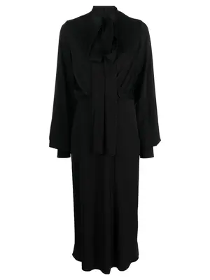 Sportmax Attached-scarf Silk-blend Midi Dress - Black