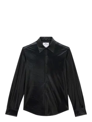 COURREGES Faux-leather Button-up Shirt - Black