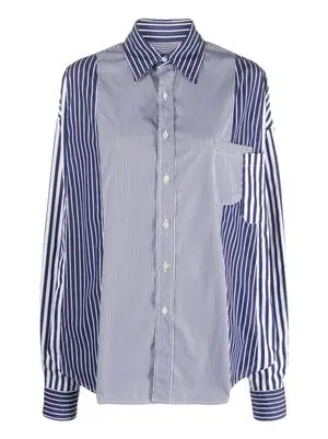 Colville Frankenstein Striped Patchwork Shirt - Blue