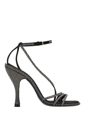 FERRAGAMO 105mm Crystal-embellished Leather Sandals - Black
