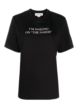 Victoria Beckham Slogan-print Organic Cotton T-shirt - Black