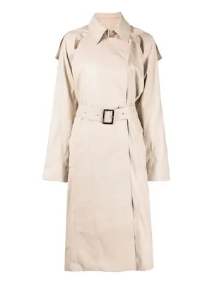 BOYAROVSKAYA Logo-patch Belted Trench Coat - Neutrals