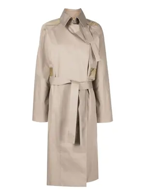 BOYAROVSKAYA Layered Belted Trench Coat - Brown