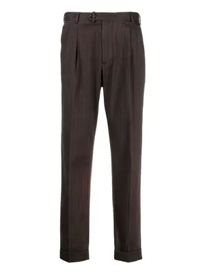 DELL'OGLIO Dell'oglio Herringbone Cotton-Blend Trousers