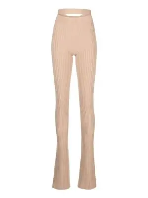 ANDREĀDAMO Ribbed-knit Flared Trousers - Neutrals