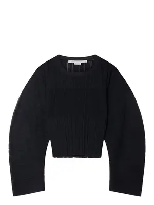 Stella McCartney Fine-knit Plissé Top - Black
