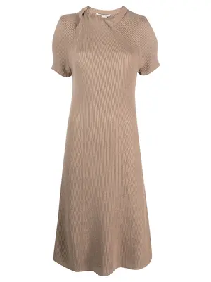 Stella McCartney Ribbed-knit Midi Dress - Brown