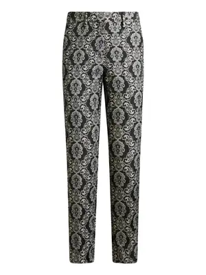 Etro Floral-brocade Cropped Trousers - Black