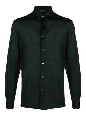 DELL'OGLIO Long-sleeve Merino-wool Shirt - Green