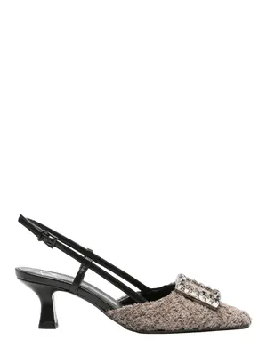 Roberto Festa Stefi 60mm Crystal-embellished Slingback Pumps - Grey