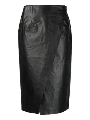 KASSL EDITIONS Strap-detail Wrap Midi Skirt - Black
