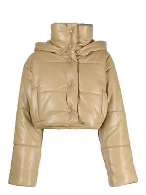 Nanushka Hooded Cropped Puffer Jacket - Green