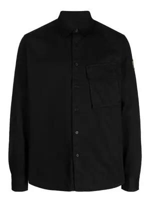 Belstaff Logo-appliqué Cotton Shirt - Black