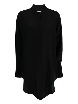 Victoria Beckham Wrap Front Silk Shirt - Black