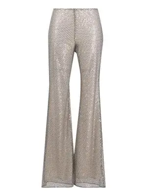 SEMICOUTURE Mid-rise Sequin Embellished Flared Trousers - Neutrals
