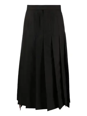 Thom Browne Pleated Wool Maxi Skirt - Black