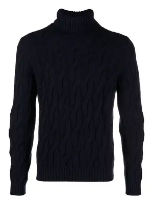 ZANONE Cable-knit Roll-neck Jumper - Blue