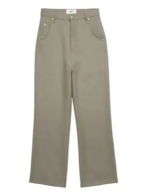 Ami Straight-leg Virgin Wool Trousers - Green