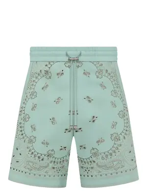 Amiri Bandana Print Leather Shorts - Green