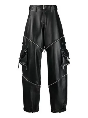 Off-White Adjustable Leather Cargo Trousers - Black