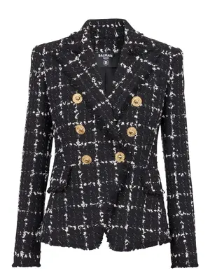 BALMAIN Balmain 6-Button Double-Breasted Tweed Blazer