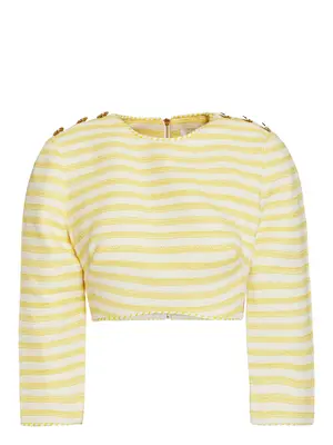 Zimmermann Cropped Striped Cotton-blend Top - Yellow