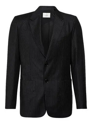 Ami Chalk Stripe Virgin Wool Blazer - Grey