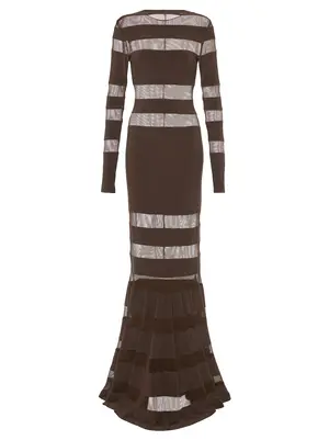 Norma Kamali Mesh-panelled Gown - Brown