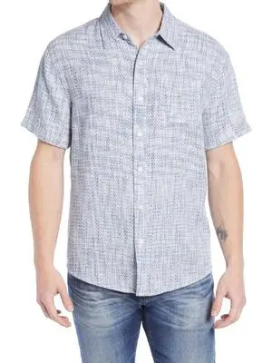 THE NORMAL BRAND Freshwater Short Sleeve Button-up Shirt - Blue Multi