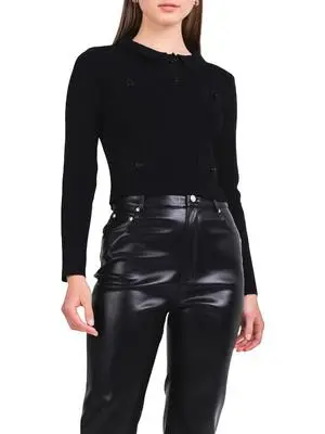 ENDLESS ROSE Endless Rose Rib Button Accent Knit Top