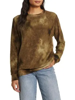 Loveappella Tie Dye Hacci Knit Top - Olive