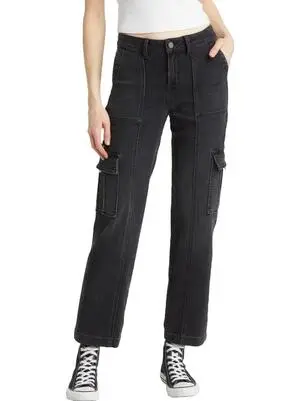 HIDDEN JEANS Straight Leg Cargo Jeans - Black