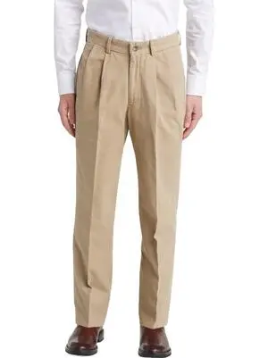 Berle Charleston Pleated Canvas Chinos - Khaki