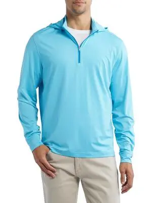 Johnnie-o Hybrid Performance Quarter Zip Hoodie - Majorca/tarpon