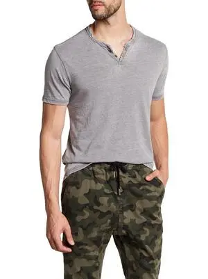 Lucky Brand Button Notch Neck T-shirt Frost Gray