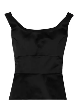 LIBEROWE Net Sustain Off-the-shoulder Duchesse Cotton-blend Satin Peplum Top - Black