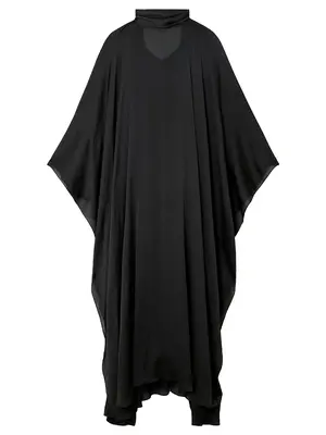 ABADIA Crinkled-voile Maxi Dress - Black