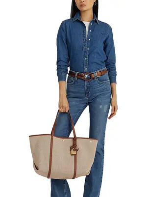 Ralph Lauren Large Emerie Tote - Natural Lauren Tan/lauren