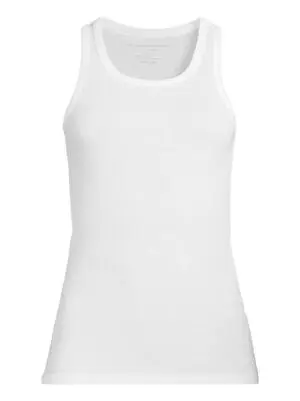 Majestic Filatures Rib-knit Cotton-blend Scoopneck Tank Top - White