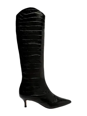 Schutz Maryana Crocodile-embossed Leather Knee-high Boots - Black
