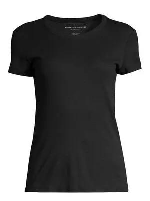 Majestic Filatures Cotton-blend Crewneck Short-sleeve T-shirt - Noir